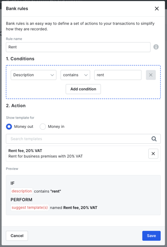 Record transactions with bank rules | Bokio